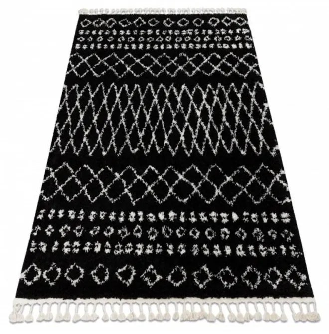 Kusový koberec Shaggy Etnic černý 200x290cm