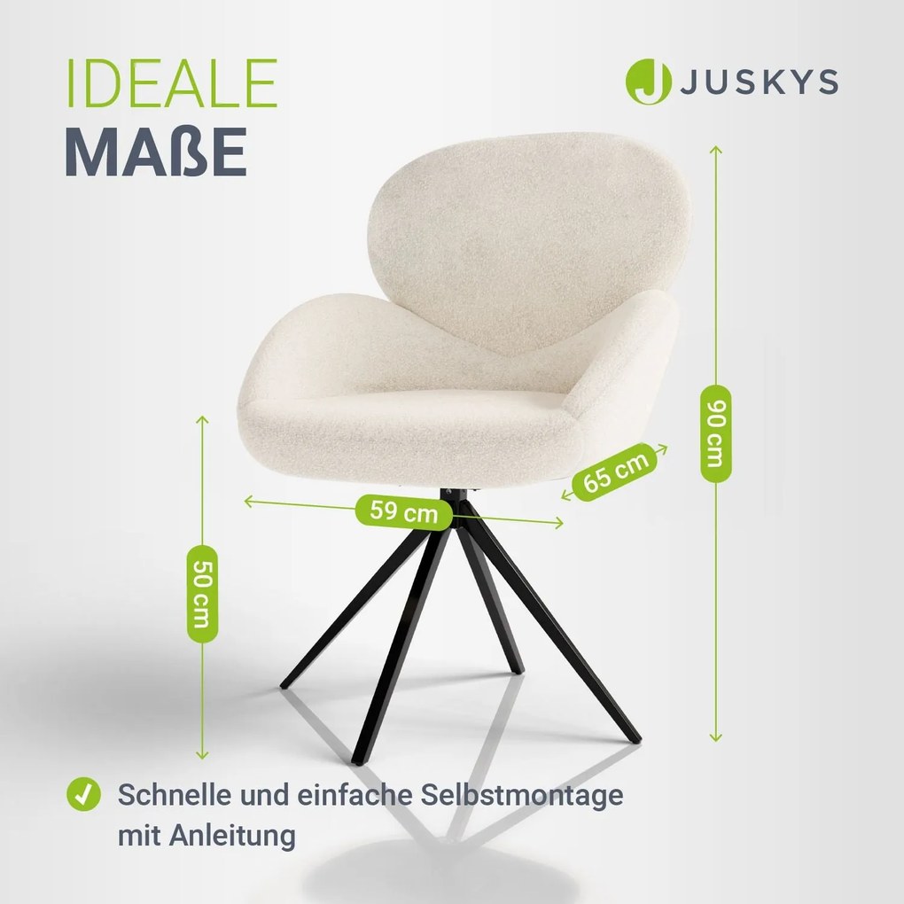 Juskys Otočná jídelní židle Albano Barva: krémová, Velikost sady: 4 ks