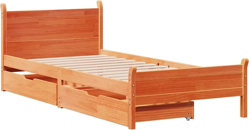 Postel bez matrace voskově hnědá 100 x 200 cm masivní borovice 3309778