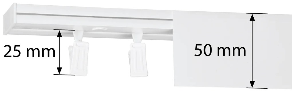 Dekodum Stropní kolejnice z PVC dvouřadá bílá s krytem Délka: 180 cm, Typ přichycení: žabky