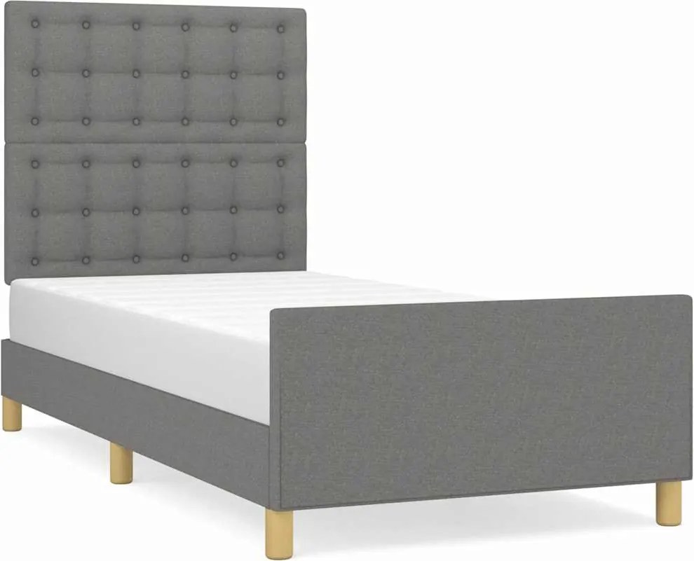 Rám postele s čelem tmavě šedý 90x200 cm textil 3125350