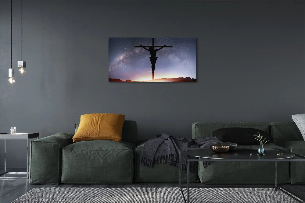 Obrazy na plátně Ježíš ukřižován nebe 140x70 cm