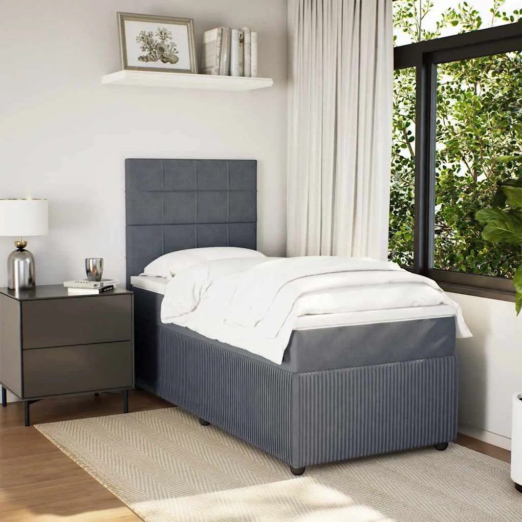 Box spring postel s matrací tmavě šedá 80 x 200 cm samet 3294491