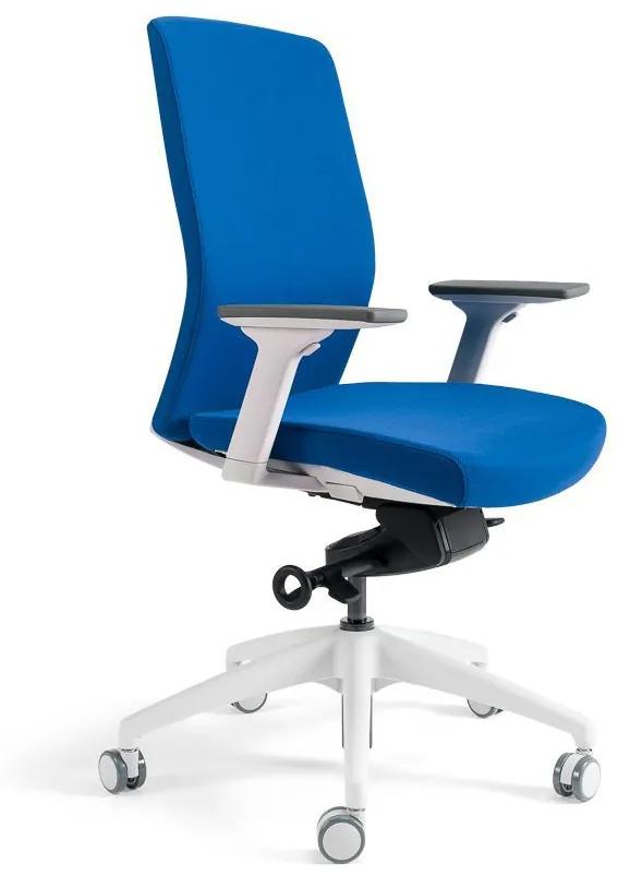 Kancelářská židle J2 WHITE BP - čalouněná bez podhlavníku, bílý plast, tmavě modrá 211 -  J2 WHITE BP