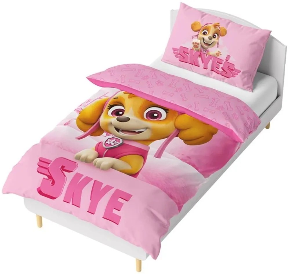 Bavlněné ložní povlečení Tlapková patrola - Paw Patrol - motiv pilotka Skye - 100% bavlna - 70x90 cm + 140x200 cm