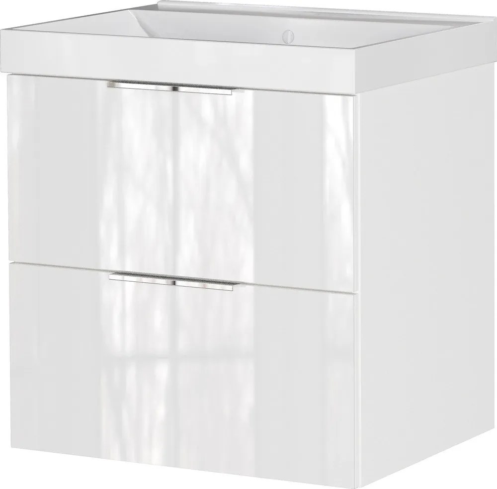Bílá lesklá závěsná skříňka pod umyvadlo 61x65 cm Celano – Germania