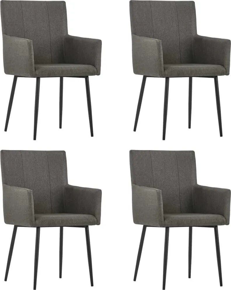 vidaXL Jídelní židle s područkami 4 ks textil [279710] Barva: Hnědá