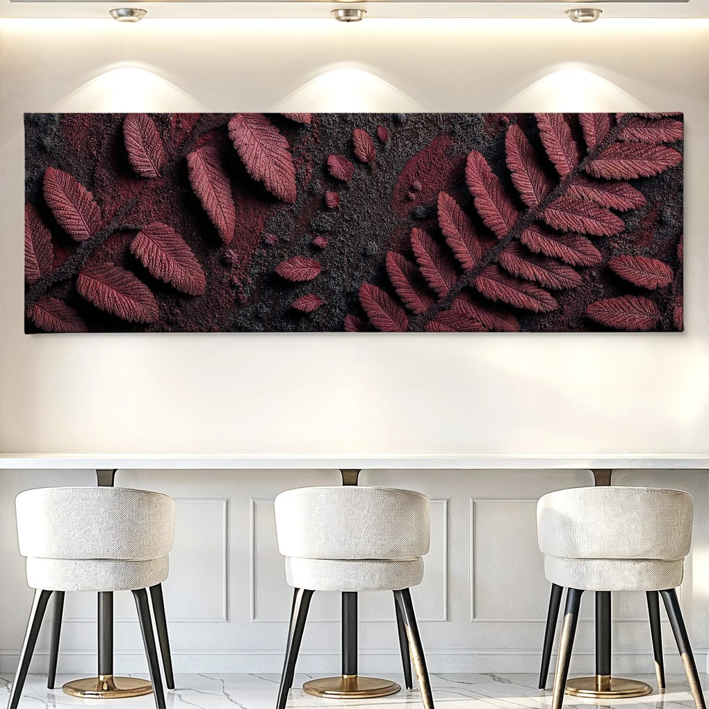 Obraz na plátně - Burgundské kapradí FeelHappy.cz Velikost obrazu (šířka x výška): 210 x 70 cm