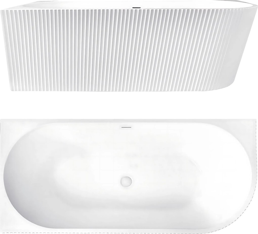 Rea Wenus, akrylová rohová vana 1700x800x575 mm, levá, bílá s měděnou matnou odtokovou zátkou, KPL-W8129