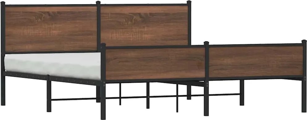 Kovový rám postele bez matrace hnědý dub 183 x 213 cm 3301416