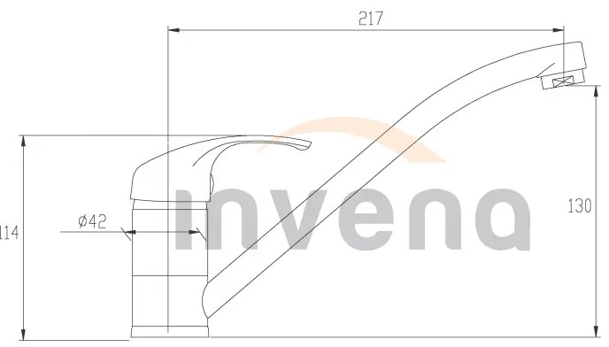 Invena Mitris, nízká dřezová baterie s otočným ramenem, černá matná, INV-BZ-79-004-A