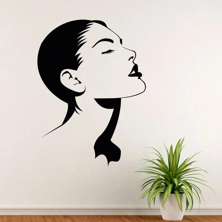Dámský obličej silueta - vinylová samolepka na zeď 80x59cm