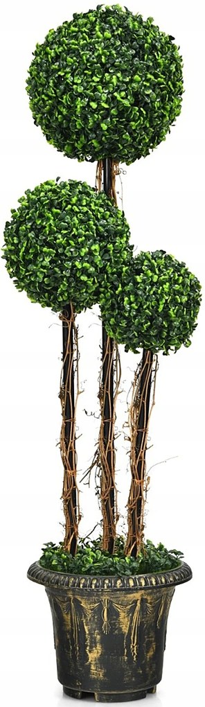 Umělá Rostlina Topiary Se 3 Kuličkami, Ozdobný Květináč 115 CM