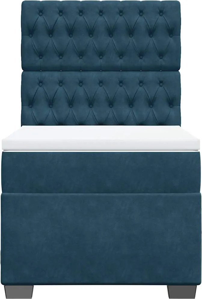 Box spring postel s matrací modrá 90 x 190 cm samet 3290796