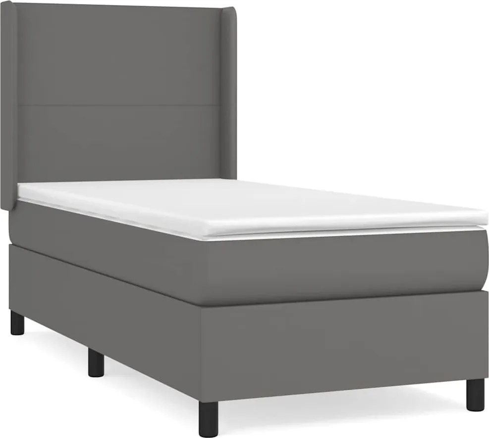 Box spring postel s matrací šedá 80 x 200 cm umělá kůže 3132349