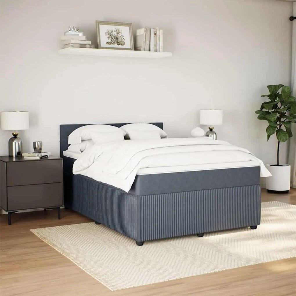 Box spring postel s matrací tmavě šedý 140 x 190 cm samet 3287735