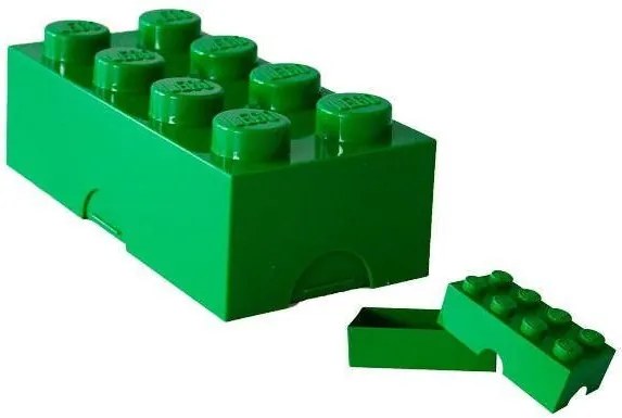 Svačinový box lego box na svačinu 100 x 200 x 75 mm - tmavě zelený