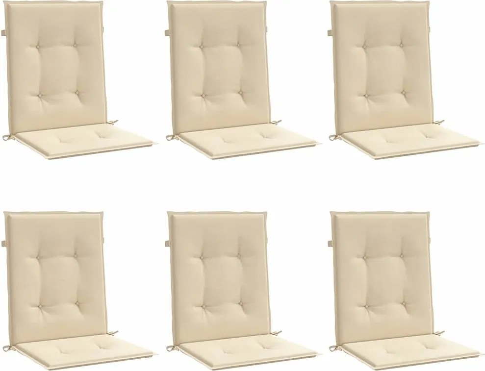 Podušky na židli nízké opěradlo 6 ks béžové 100x50x3 cm oxford 314134