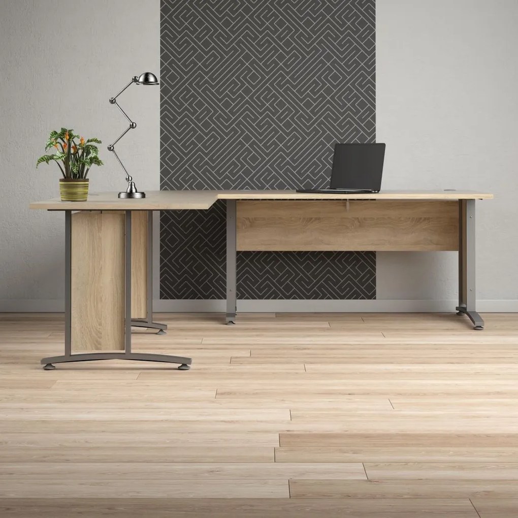 Rohové pracovní místo Modulo 200 x 230 cm, dub sonoma / šedá
