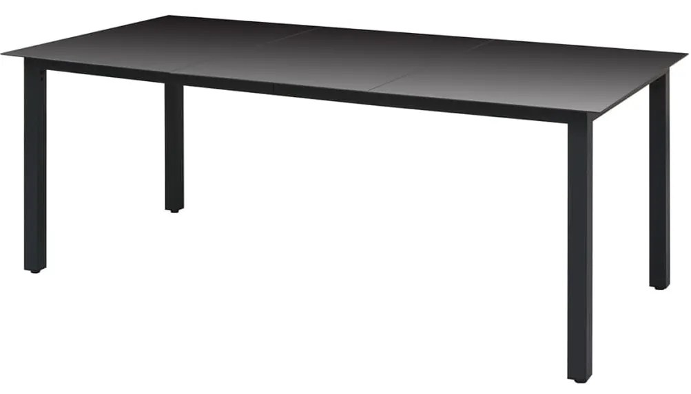 42789 vidaXL Zahradní stůl černý 190 x 90 x 74 cm hliník a sklo