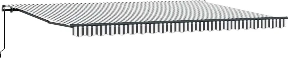 Ručně zatahovací markýza antracitová a bílá 500 x 300 cm 3310238