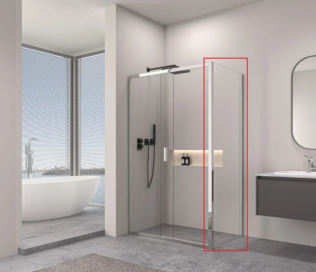 Erga Alpine, pevná stěna pro sprchový kout 90x195 cm, 6mm čiré sklo, chromový profil, ERG-V02-ALPINE-G090-CR