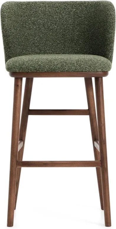 Tmavě zelená čalouněná barová židle (výška sedáku 75 cm) Ciselia – Kave Home