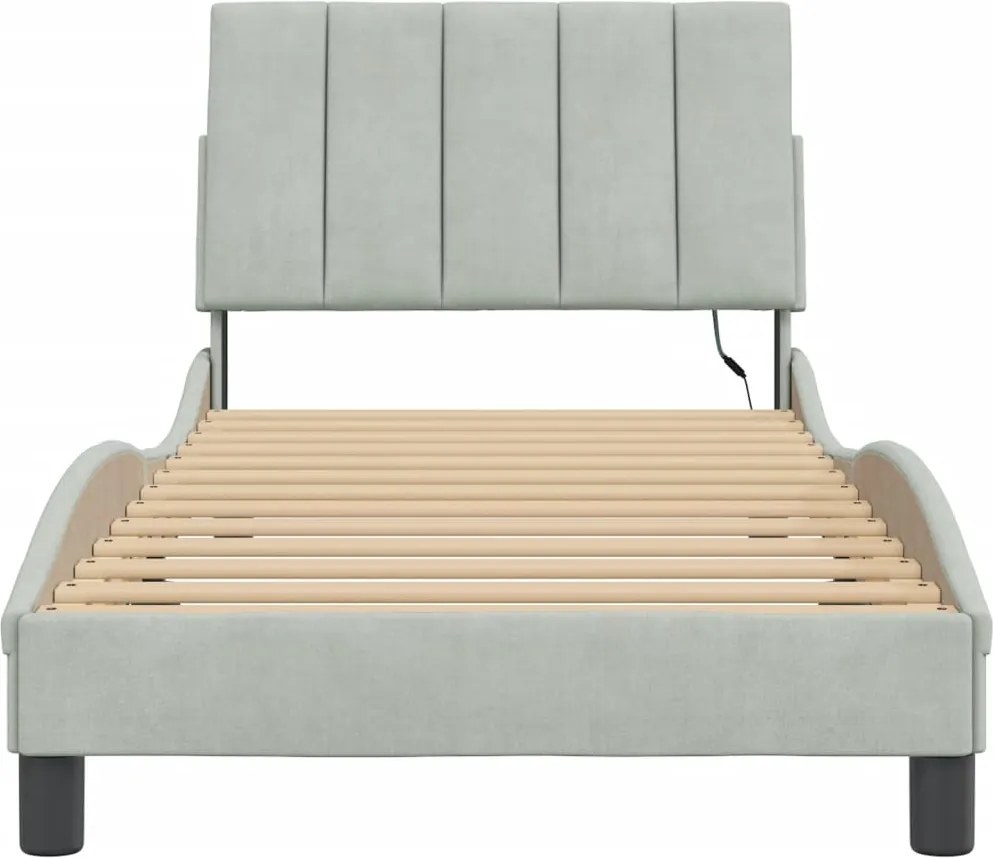 Rám postele s LED osvětlením bez matrace Hanko světle šedý 80 x 200 cm samet 3213745