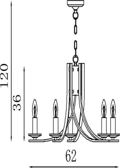Searchlight 4165-5SB - Lustr na řetězu ASCONA 5xE14/60W/230V
