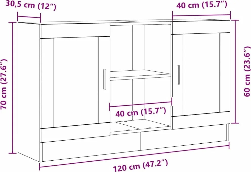 vidaXL Příborník 120 x 30,5 x 70 cm kompozitní dřevo [862522] Barva: Černá