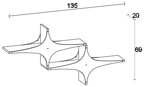 Nástěnná police SUSEN 69x135 cm bílá/černá