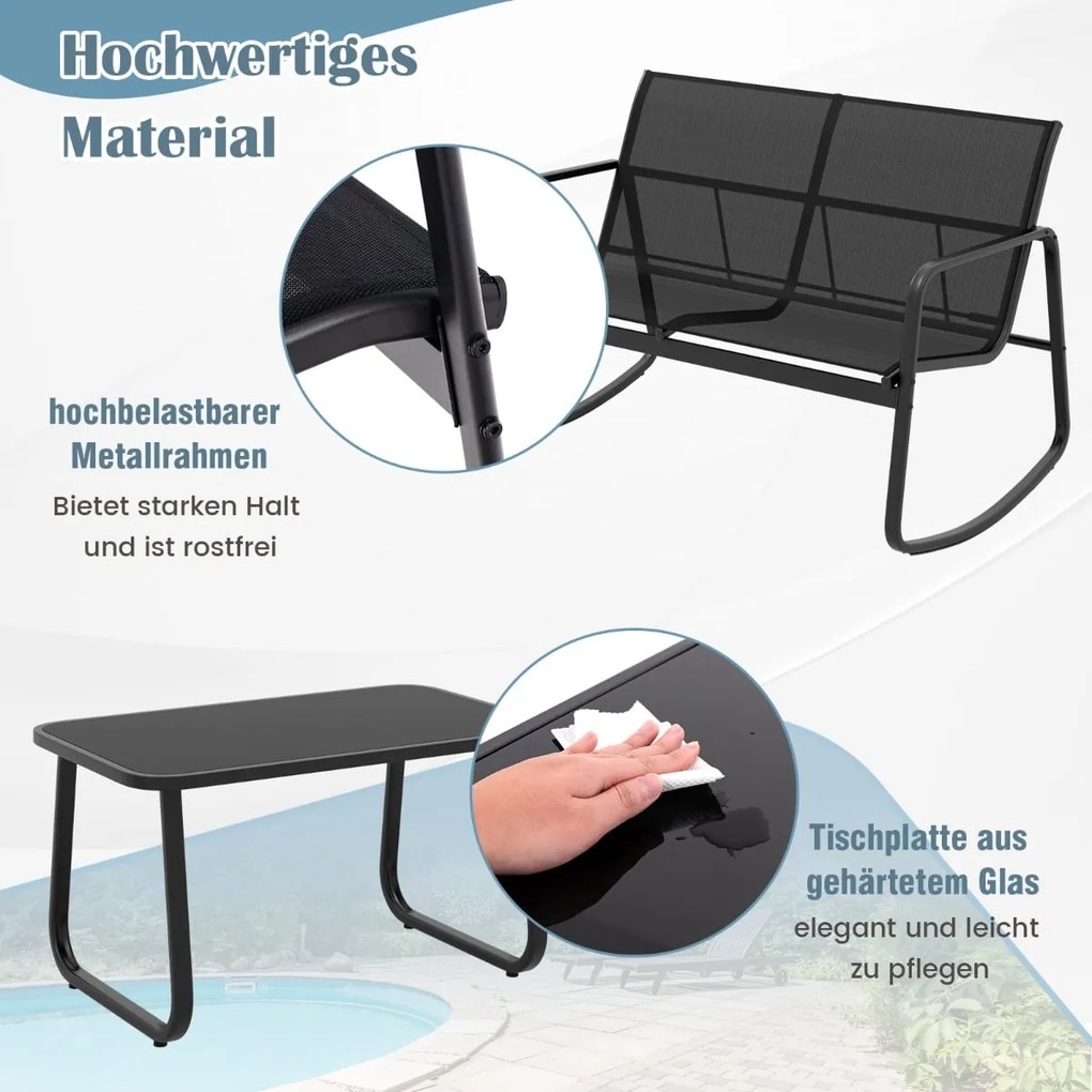 Costway 4-dílný. Gartenmöbel Set mit Sanfter Schaukelbewegung Sitzgruppe für 4