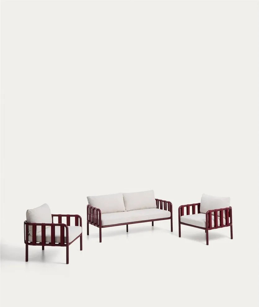 Červený/béžový hliníkový zahradní lounge set pro 4 osoby Omala – Kave Home