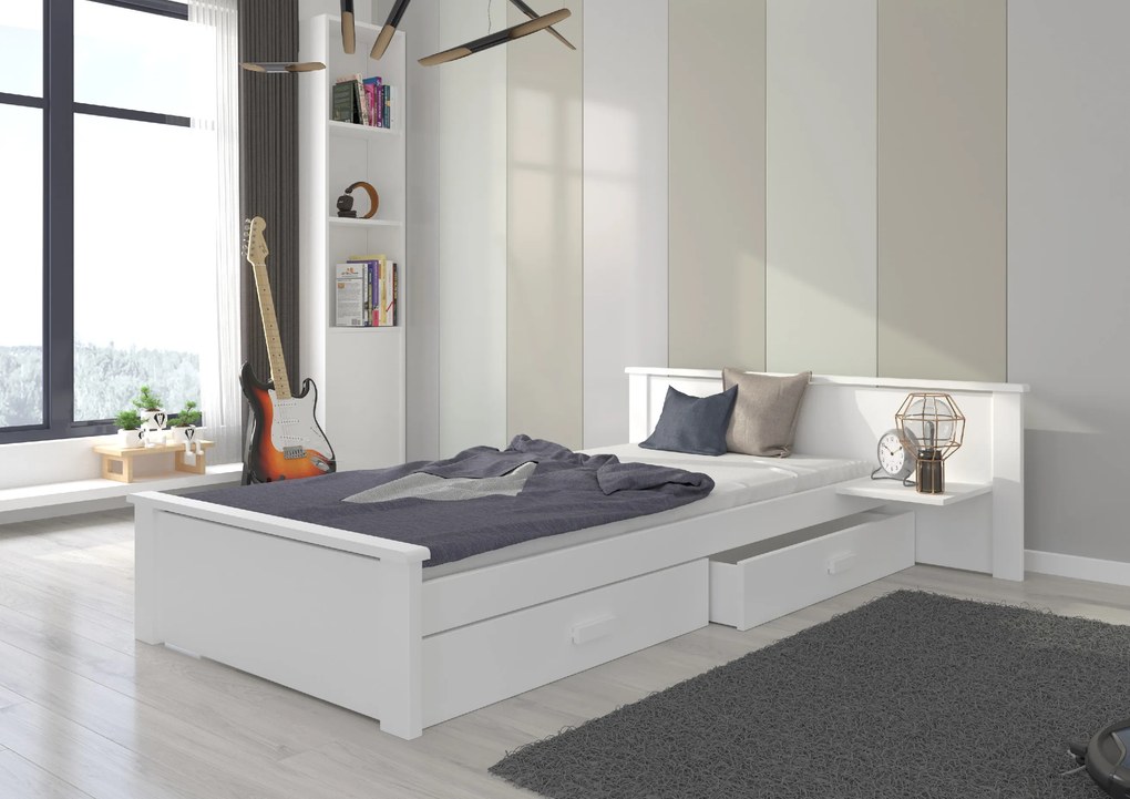 ADRK Furniture Postel s matrací ALDEX SHELF 200x90 CH-Alde-Sh-W+LG-208+M-E1971