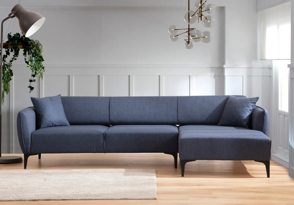 Hanah Home rozkládací modrá pohovka BELISSIMO s lenoškou vpravo 560ARE1806