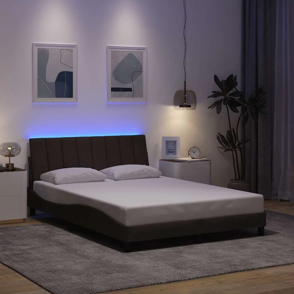 Rám postele bez matrace Hanko tmavě hnědý 140 x 190 cm textil 3310457