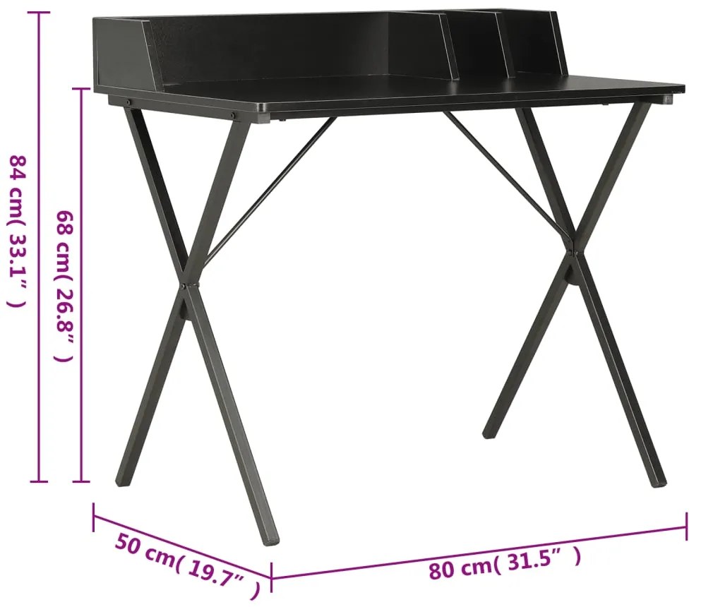 vidaXL Marketos Psací stůl černý 80 x 50 x 84 cm