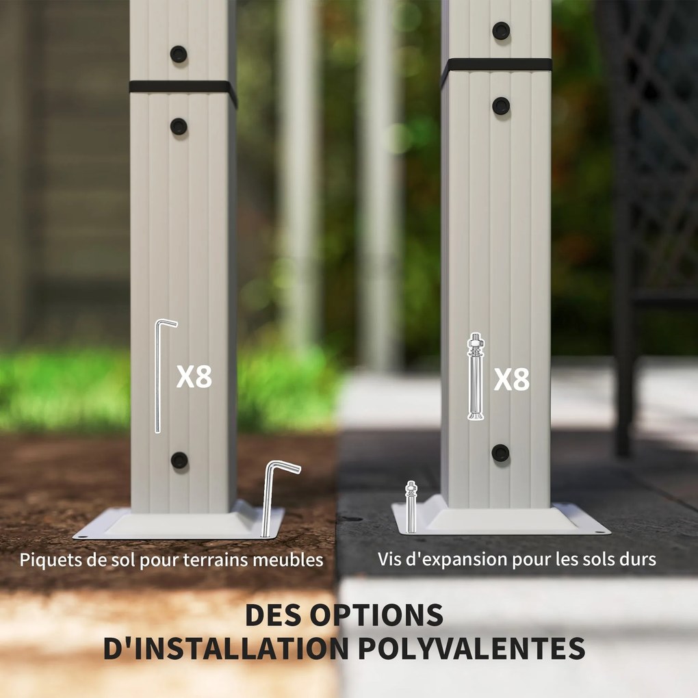 Outsunny Hliníková Zahradní Pergola 3 x 4 m Skládací Pavilon, Zahradní Altán, Vysoce hustá Polyesterová Střecha 180g/m², Ochrana proti slunci UPF30+,