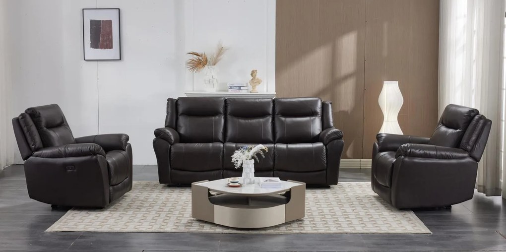 FALCO Sedací souprava Komfort – pravá kůže a elektrický relax