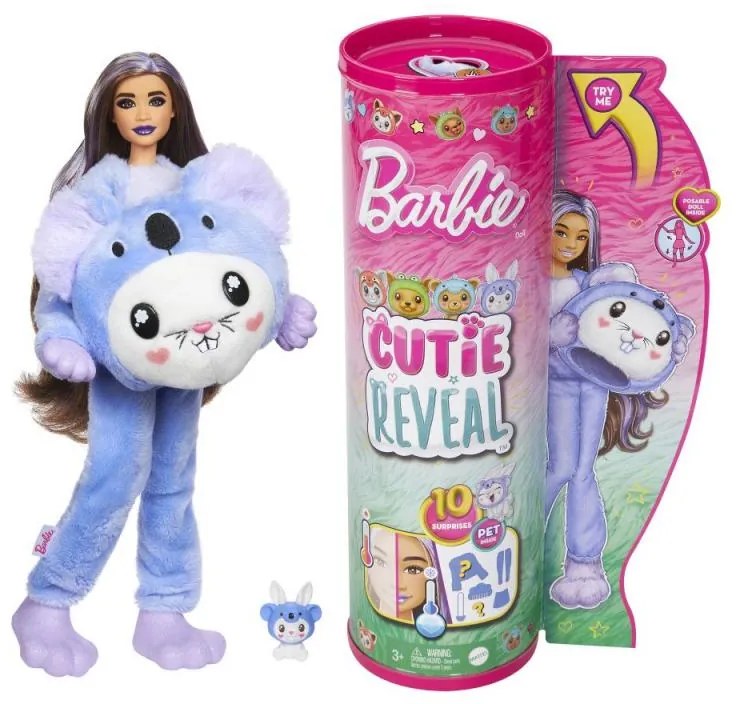 Panenka barbie cutie reveal barbie v kostýmu - zajíček ve fialovém kostýmu koaly
