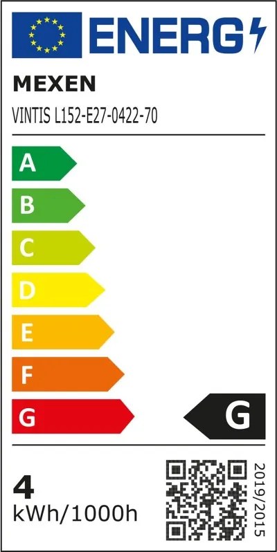 Mexen Vintis, LED filamentová žárovka E27, ST64, 4 W, teplá bílá 2200K, kouřová, L152-E27-0422-70