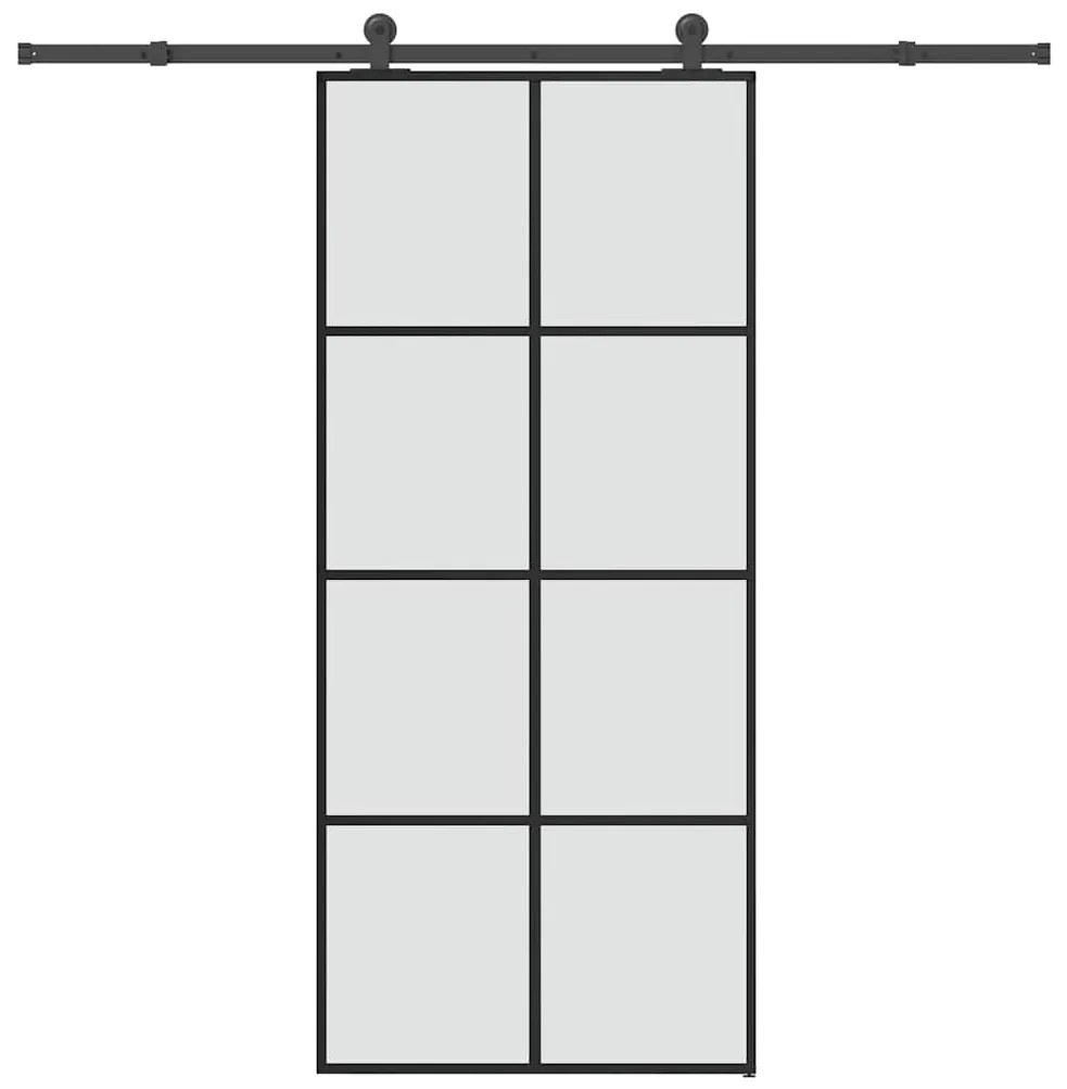 Posuvné dveře s kováním 90x205 cm ESG sklo a hliník 3332896