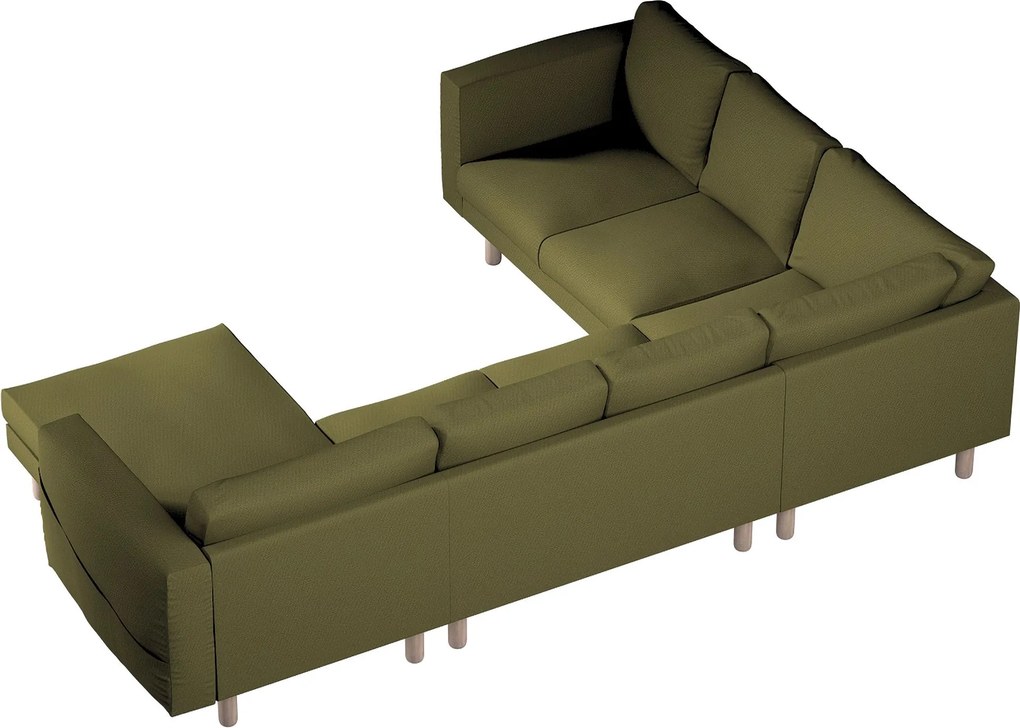 Potah na pohovku IKEA Norsborg rohová, 5-místná se šezlongem barva zelená látka pletený vzor