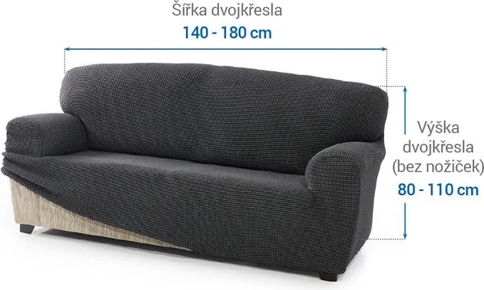 Super strečové potahy NIAGARA antracitová dvojkřeslo (š. 140  - 180 cm)