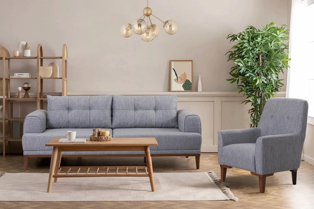Hanah Home Třímístná pohovka BALERA s křeslem šedá 223 cm