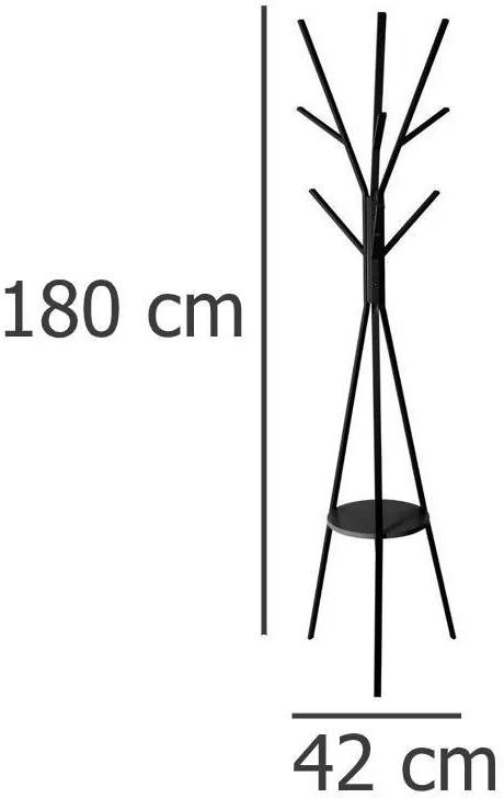 Stojan, věšák na bundy, stojan na  kabáty TREE, černý stojan, výška 180 cm