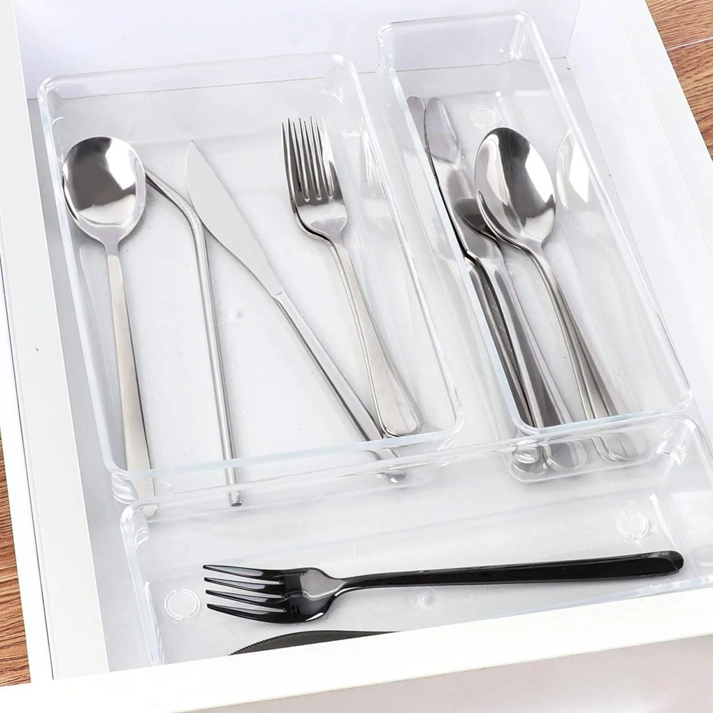 VILDE Sada 4 krabiček, organizér, vložka do zásuvky, transparent FLEXI