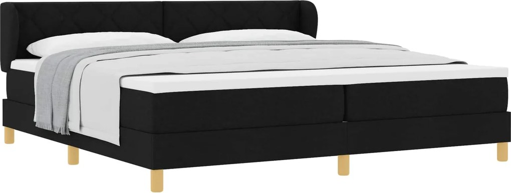 Postel s boxspringem s čelo Černá 200 x 200 cm textil 3340299