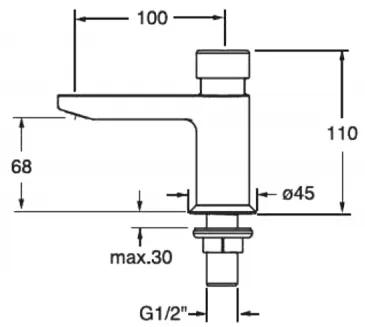 Silfra QUIK5 samouzavírací stojánkový ventil na umyvadlo, chrom Q523051