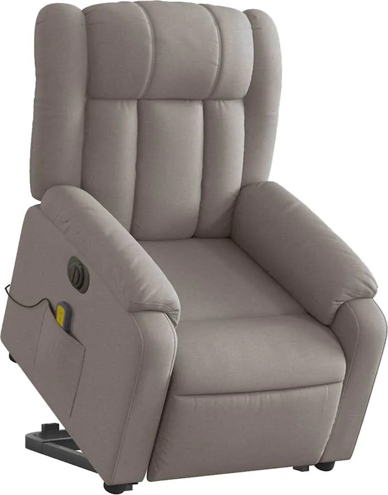 Elektrické zvedací masážní polohovací křeslo taupe textil 3205360